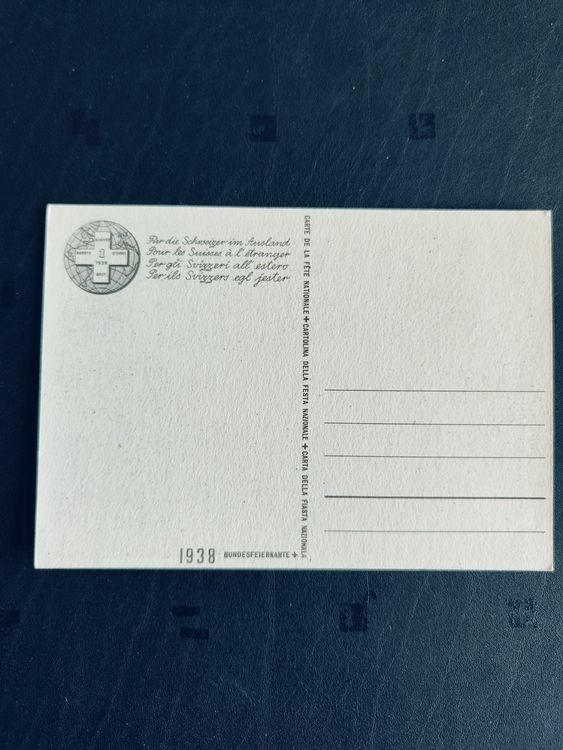 Alte Bundesfeierkarte Schweiz, 1938, historisch (Neu (gemäss Beschreibung)) in Birmensdorf ZH ...