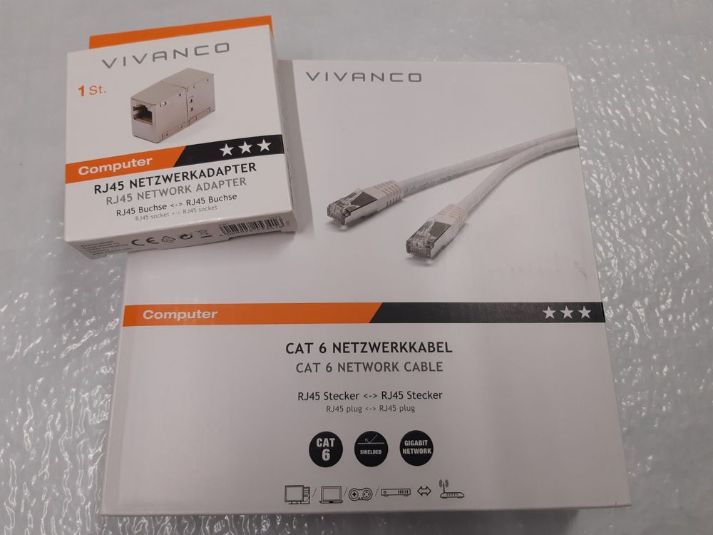 Vivanco CAT6 Netzwerkkabel, 10m, weiss / RJ45 Adapter (Neu (gemäss ...