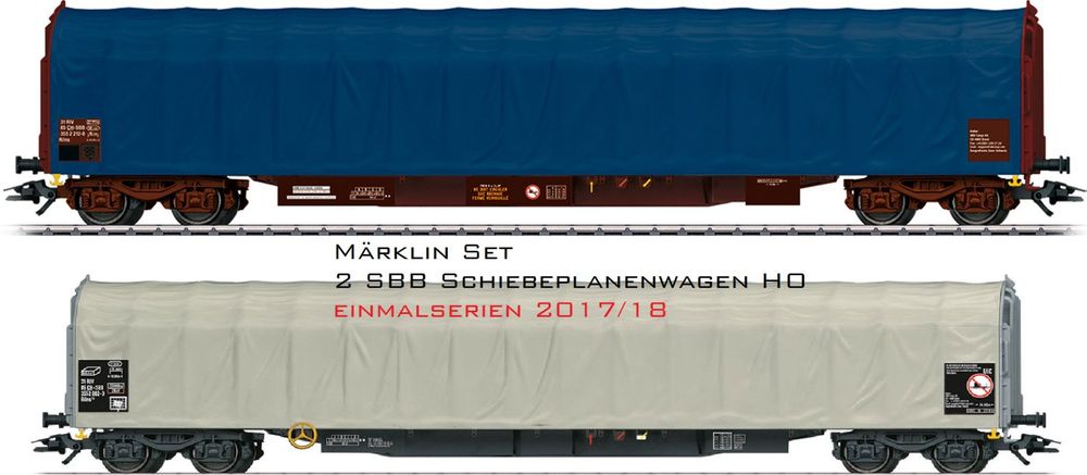 Märklin 47060/47061 2 Schiebeplanenwagen SBB (Neu und originalverpackt ...
