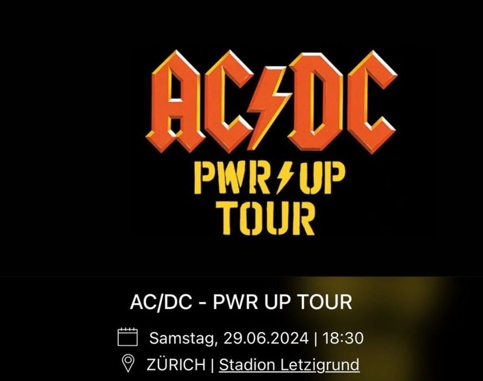 2️⃣ AC⚡️DC Stehplätze Zürich 29.6.24 / 🎸🎸Place debout 🎸🎸 (Neu und originalverpackt) in Horgen ...