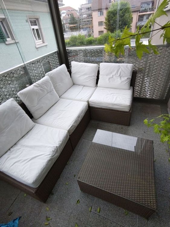 Rattan Lounge IKEA Arholma/Sollerön (4 Plätze) mit Tisch (Gebraucht) in ...