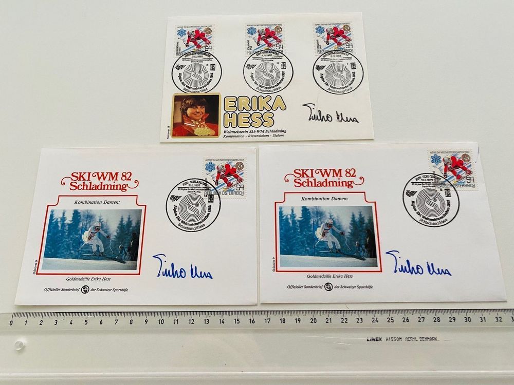 1982 Erika Hess 3 x Autogramm Gold WM | Kaufen auf Ricardo