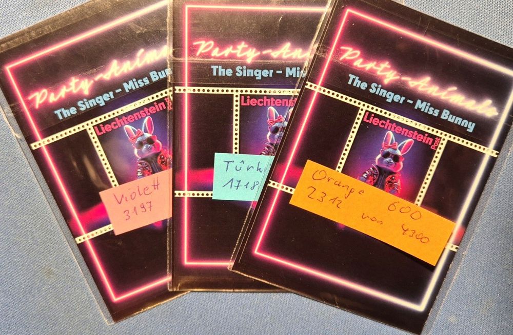 3er Set Kryptobriefmarke Party-Animals The Singer Miss Bunny (Neu ...