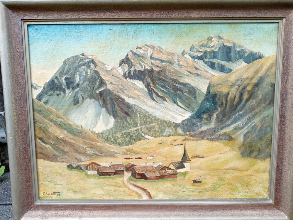Grosses Landschaftsbild von Conzett (o?) - 1939 Öl auf Jute | Kaufen ...