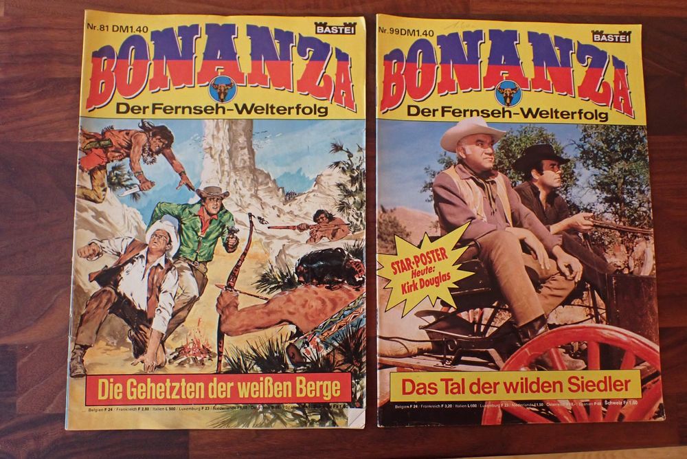 2 alte BONANZA Comic Hefte BASTEI Verlag ab 1973 mit Poster (Gebraucht) in Geroldswil für CHF 2 ...
