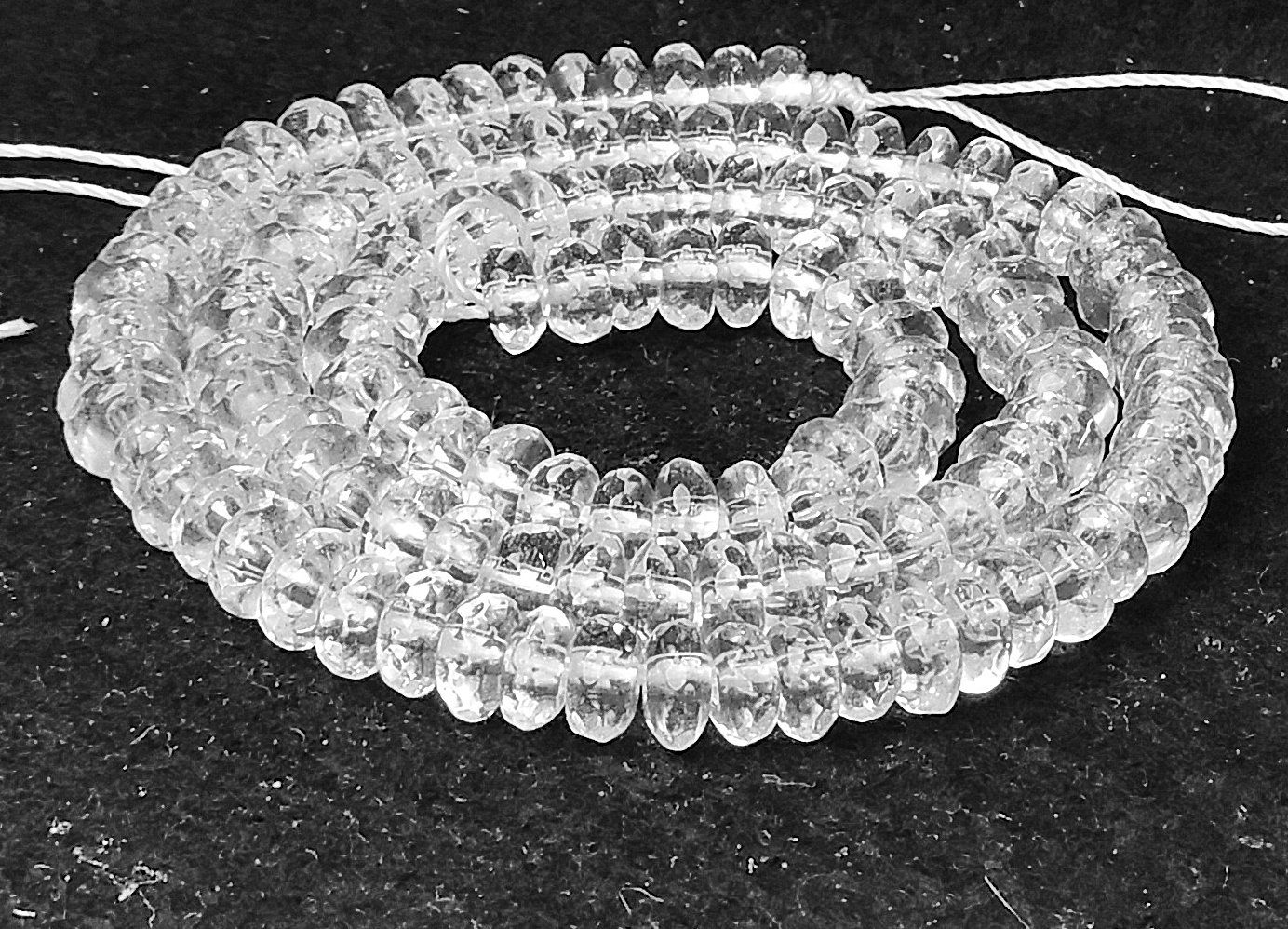 1 Strang echte Bergkristall Rondellen Perlen 6 x 3 mm facet. (Neu ...
