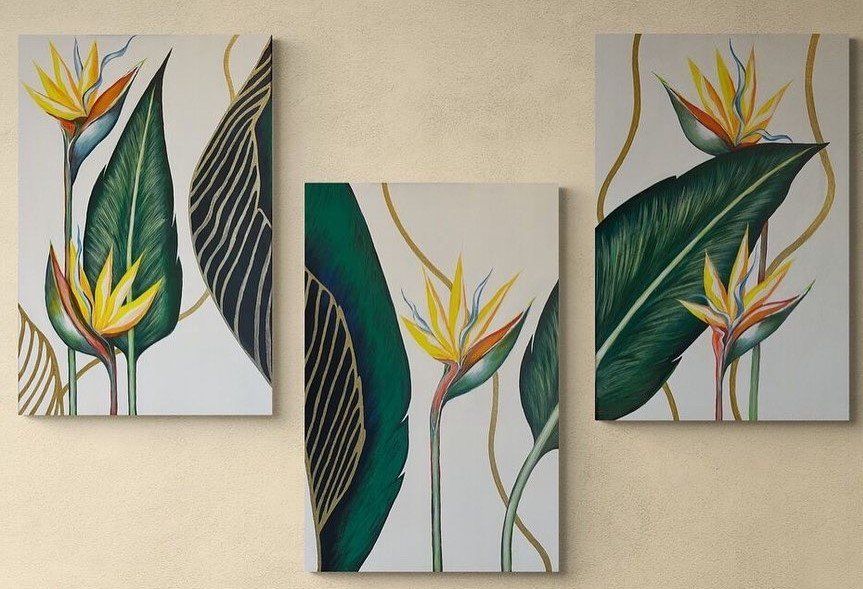 Malerei TRIPTYCHON Paradiesvogel | Kaufen auf Ricardo