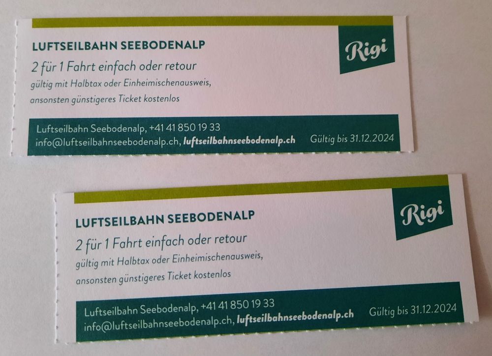 2 für 1 Fahrt Luftseilbahn Seebodenalp gültig bis 23.12.2024 (Neu und ...