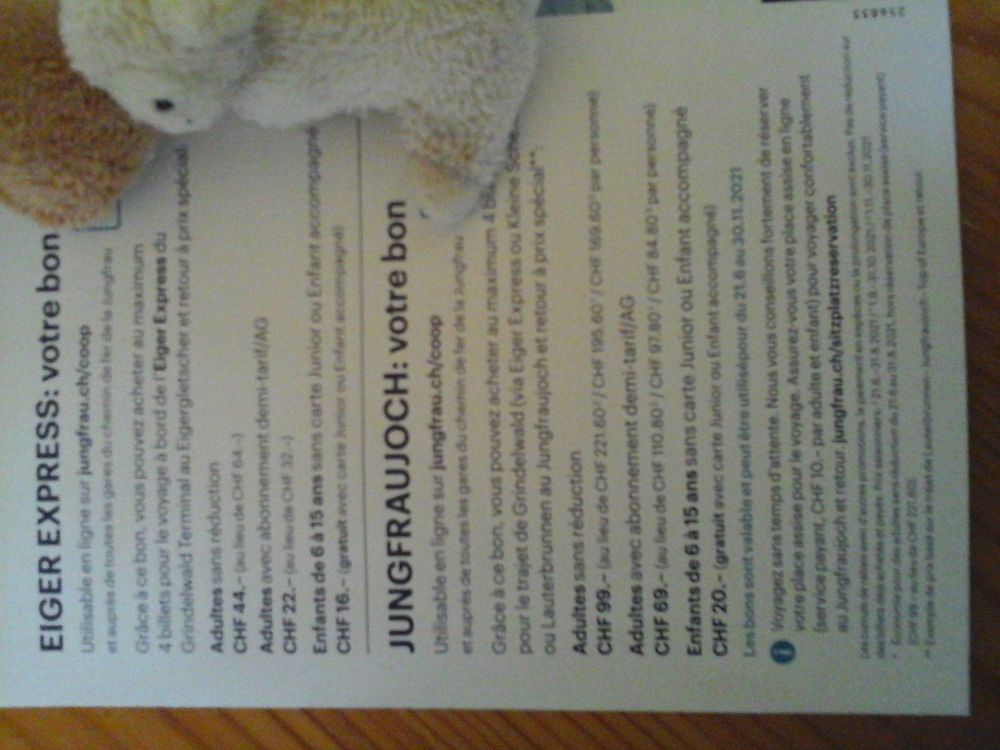 Bon Coop :30% Eiger, 50 % Jungfraujoch (Neu (gemäss Beschreibung)) in Champoz für CHF 2 – mit ...