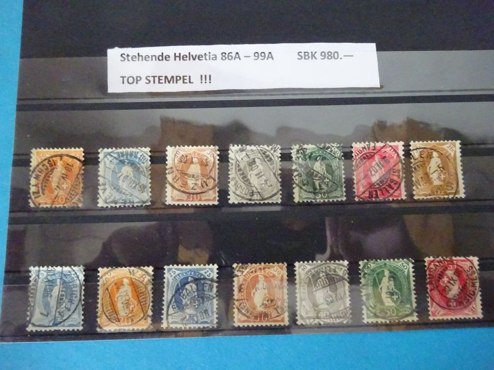 LOT STEHENDE HELVETIA 86A - 99A, TOP STEMPEL, SBK 980.-- (Gebraucht) in ...