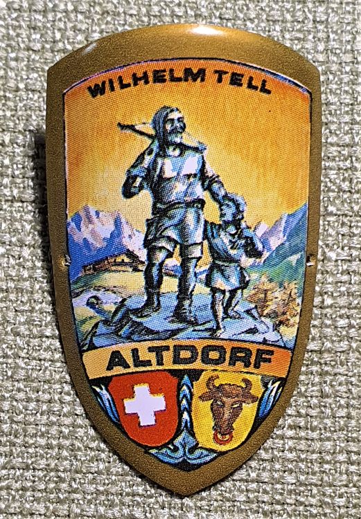 N071 Wanderstock Abzeichen Wilhelm Tell Altdorf URI Schweiz (Gebraucht ...