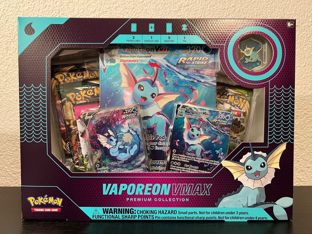Pokemon Vaporeon VMAX Premium Collection Box EN (Neu und ...