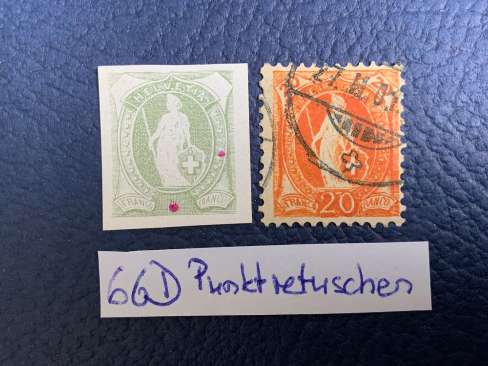 Briefmarken Schweiz stehende Helvetia 66D Punktretusche O (Gebraucht) in Binningen für CHF 1 ...