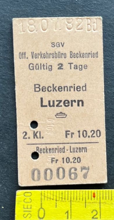 Schiffsbillett Beckenried Luzern 1982 (Gebraucht) in Wabern für CHF 1.9 – mit Lieferung auf ...