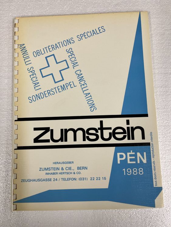 Zumstein PEN Katalog der Schweizer Sonderstempel 1988 (Gebraucht) in ...