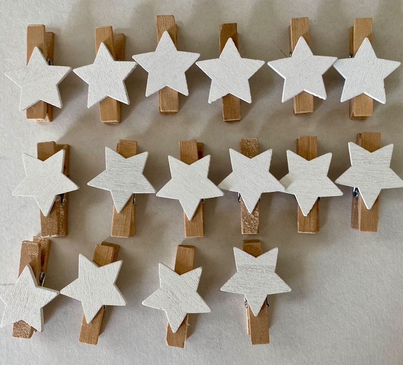 25 Stk Holzklammern für Adventskalender mit Stern, 3,5cm neu (Neu und ...