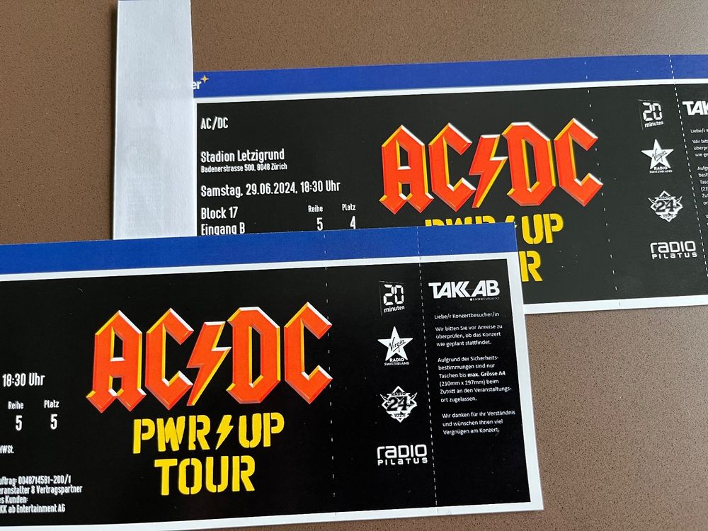 AC/DC 2 top Sitzplätze kat 1 Zürich (Neu und originalverpackt) in Nyon ...