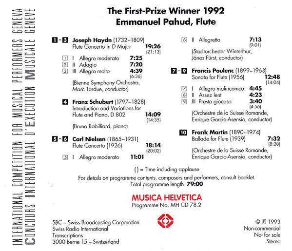 Emmanuel Pahud - Concour International à Geneve -1992 winner (Gebraucht ...