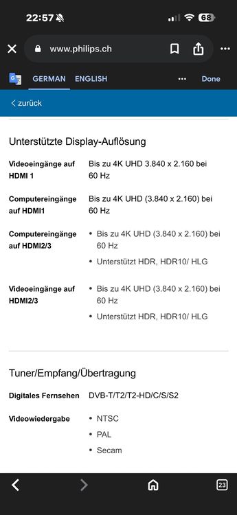 Philips Fernseher Smart TV UHD (Gebraucht) in Dällikon für CHF 170 ...
