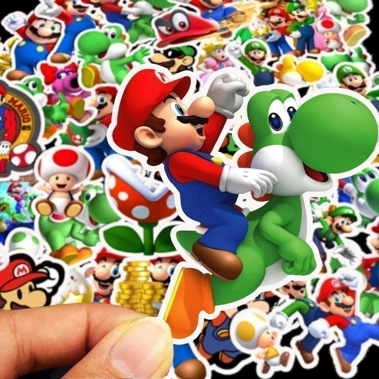 50 SUPER MARIO STICKER - WASSERFEST - AUFKLEBER - YOSHI | Kaufen auf ...