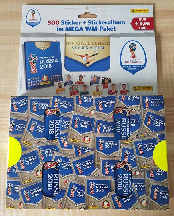 Panini WM 2018 MEGA WM Paket 100 Tüten + Leeralbum (Neu und ...