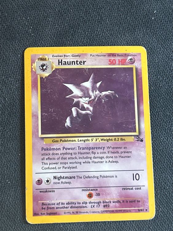 Pokemon Card Super Rare Old 1998 FOSSIL Haunter holo 6/62 (Gebraucht ...
