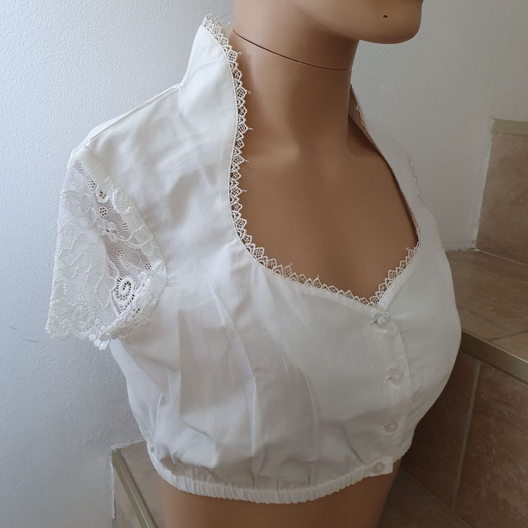Neu Dirndlbluse weiss Spitzenärmel Gr 36 | Kaufen auf Ricardo