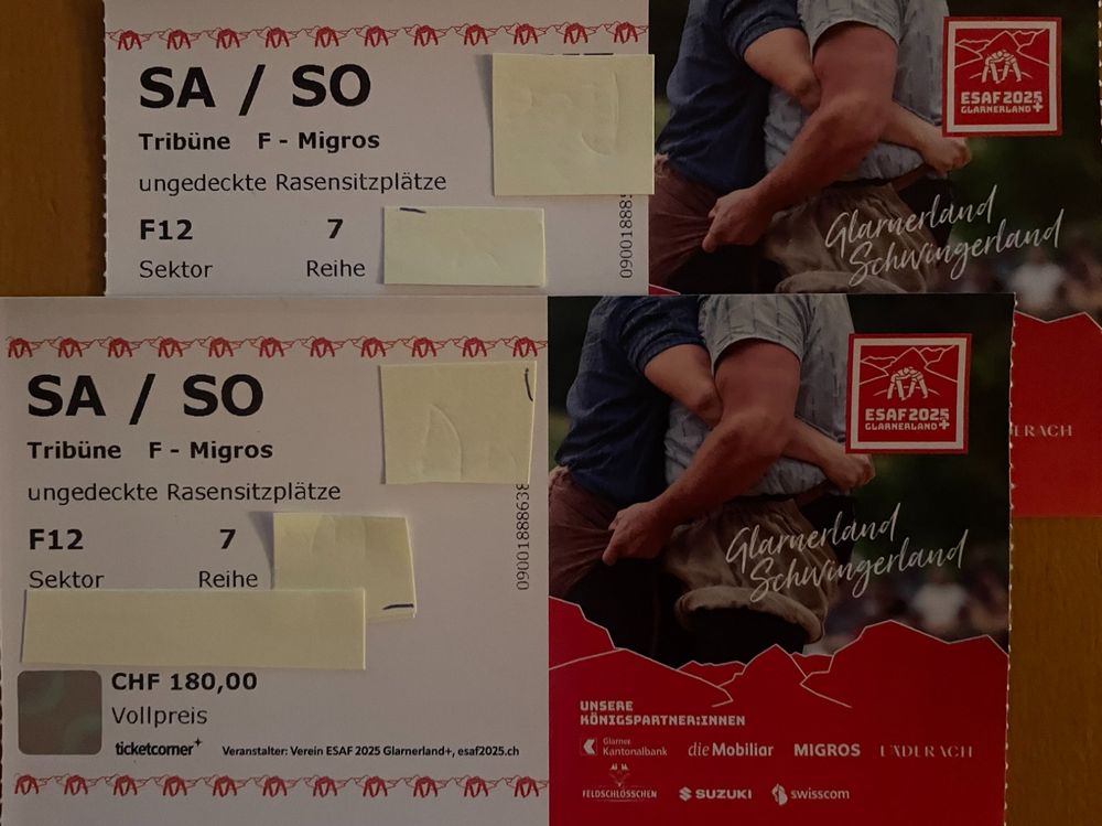 ⚠️2 Top Tribünen Tickets ESAF Sonntag B3 Reihe 5 (Gebraucht) in ...