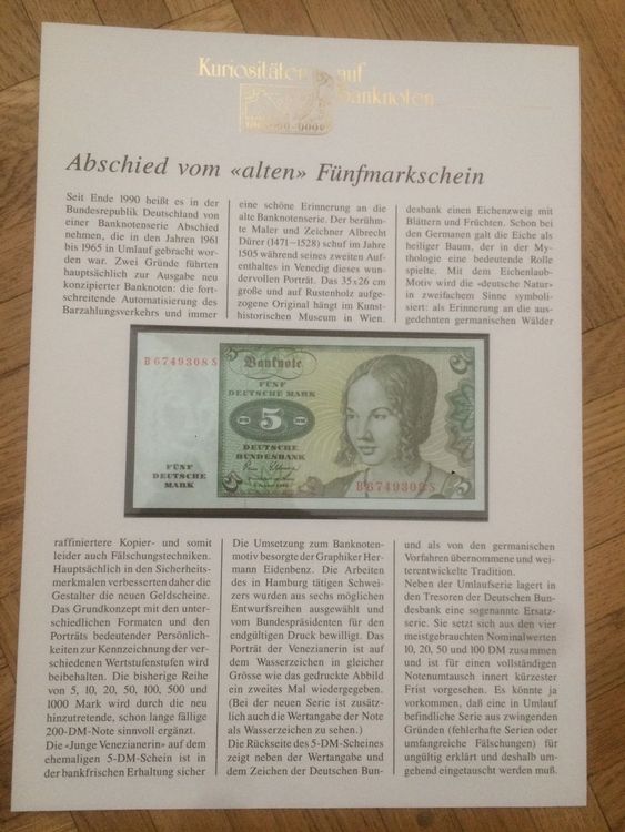 Kuriositäten auf Banknoten - Deutschland (Neu und originalverpackt) in Muralto für CHF 8.5 – mit ...