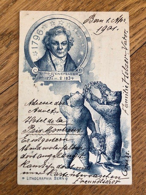 Antike Postkarte, Bärenkarte, Alois Senefelder, 1901 (Gebraucht) in ...