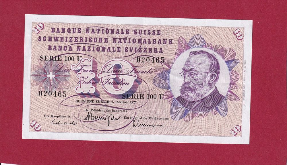 Banknote Schweiz Fr. 10.00, 1977, BANKFRISCH | Kaufen auf Ricardo
