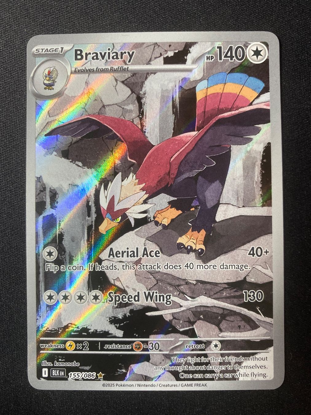 Braviary 155 - Washakwil - Illustr. Rare - Black Bolt - 🇺🇸 (Neu (gemäss ...