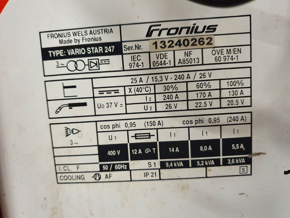 Fronius Vario Star 247 Schweissanlage (Gebraucht) in Emmenbrücke für CHF 980 – nur Abholung auf ...