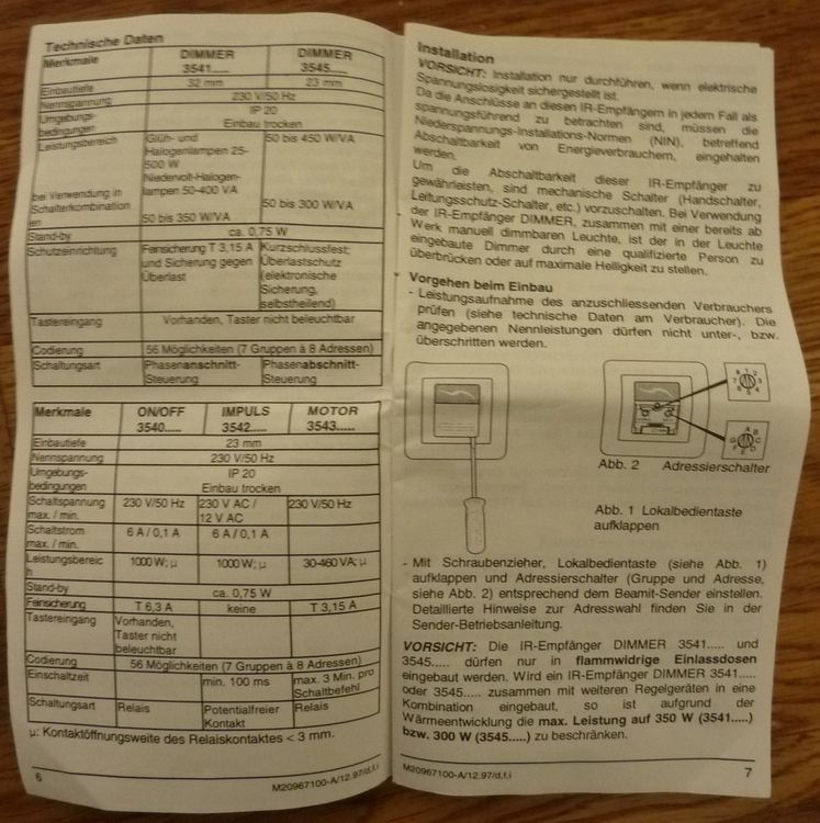 FELLER UP-Beamit IR-Empfänger Dimmer 3541E (Gebraucht) in Hochfelden ...