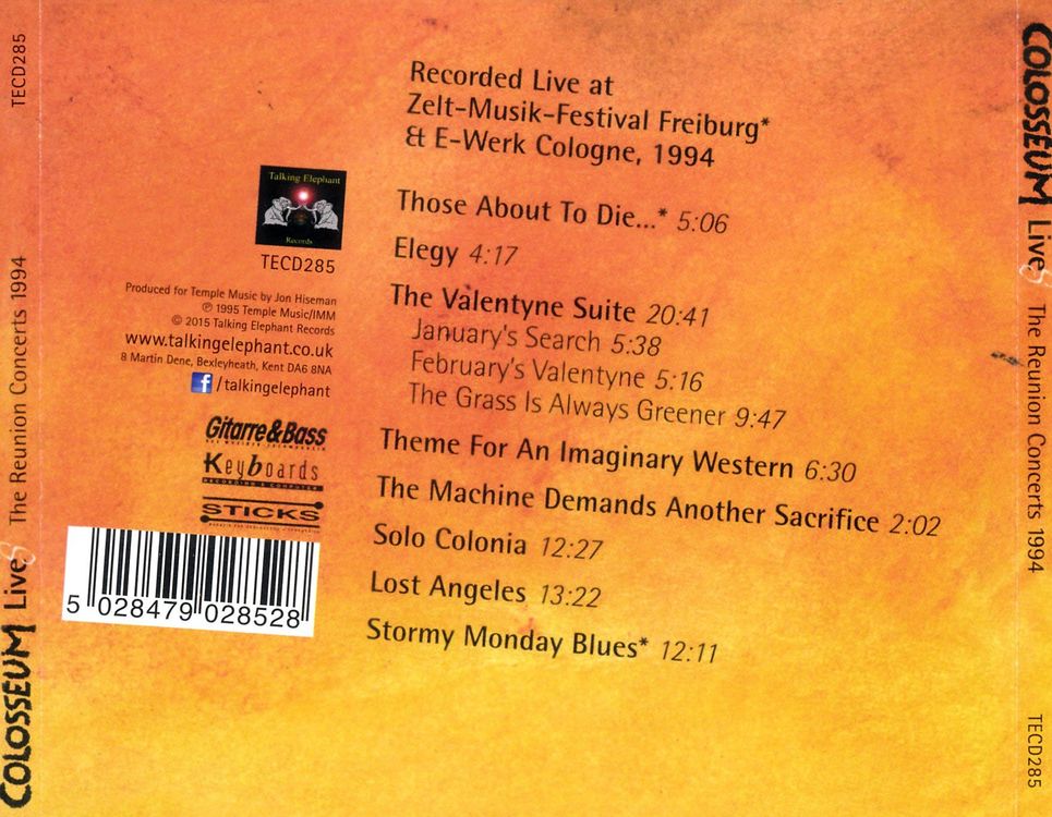 COLOSSEUM - THE REUNION CONCERTS 1994 (CD neuwertig) | Kaufen auf Ricardo
