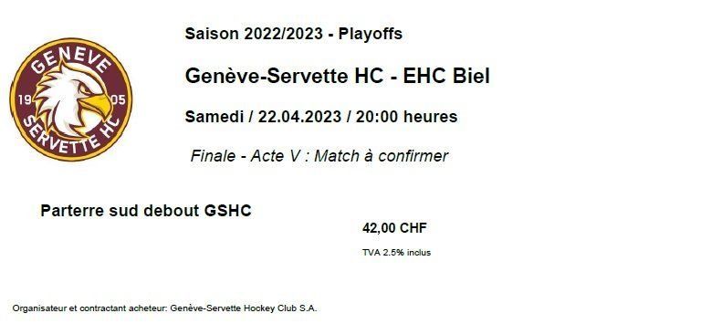 2x tickets Final Spiel 5 GSHC - EHCB HEIM | Kaufen auf Ricardo