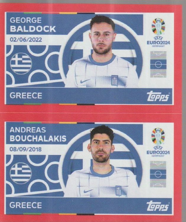 EURO 2024 Topps sticker GREECE GRE 8 - 9 BALDOCK / BOUCHALAK (Neu ...