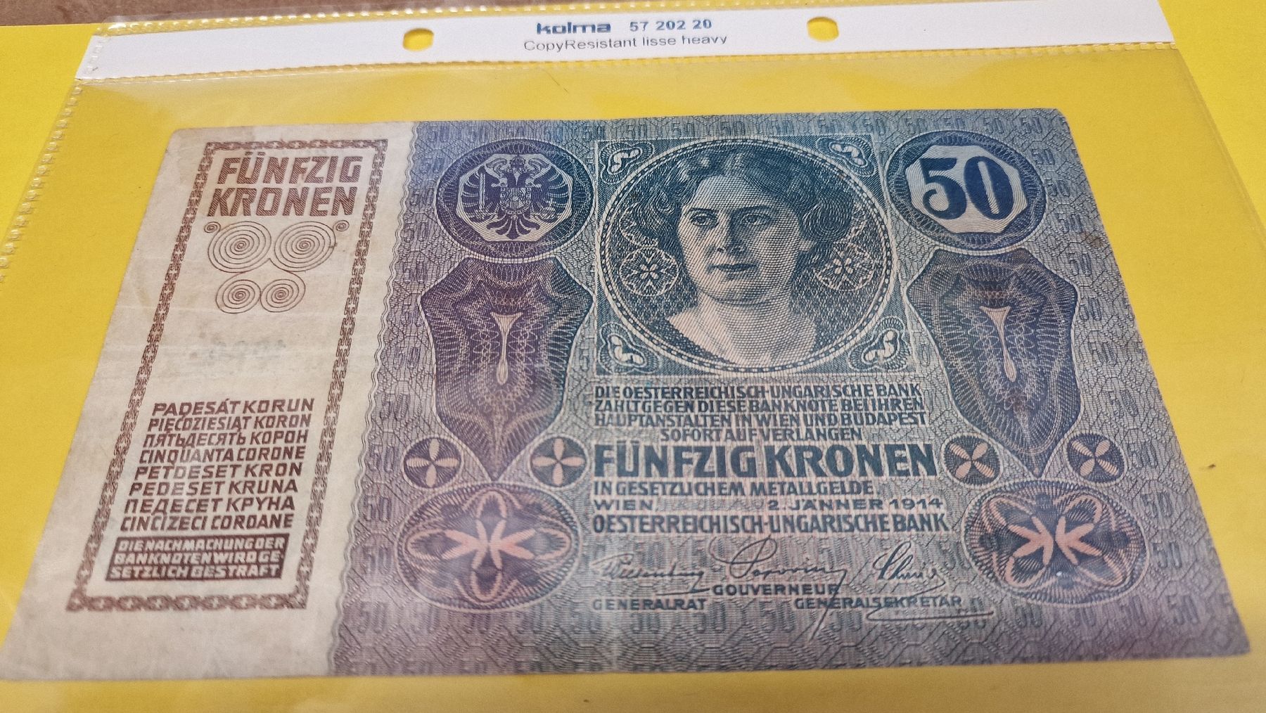 Alte Banknote: 50 Kronen von 1914 - Top Sammlerstueck! (Gebraucht) in Herisau für CHF 15.6 – mit ...