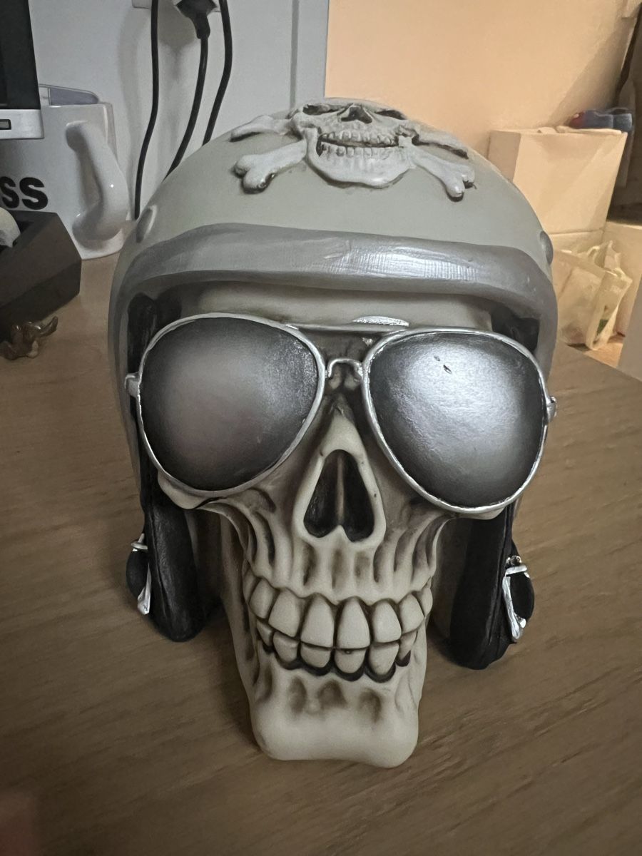 Salvadanaio Teschio Motociclista con Occhiali da Sole 59 (Usato) a ...