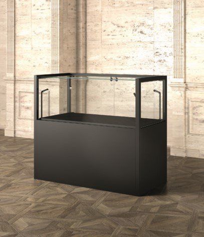 Glasvitrine Theke, LED, Schwarz (B.120cmxT.60cmxH.105cm) (Neu und ...