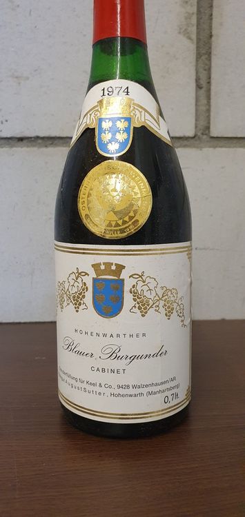 24 Flaschen Blauer Burgunder Cabinet August Sutter 1974 (Neu (gemäss ...
