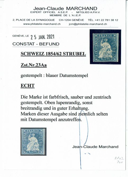 STRUBEL 23A2 BLAUER RUND BEFUND (Gebraucht) in Rüschlikon für CHF 240 – mit Lieferung auf ...