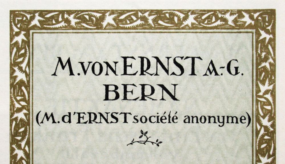 original M. VON ERNST A.-G. BERN 1923 Bank (Gebraucht) in für CHF 22 ...