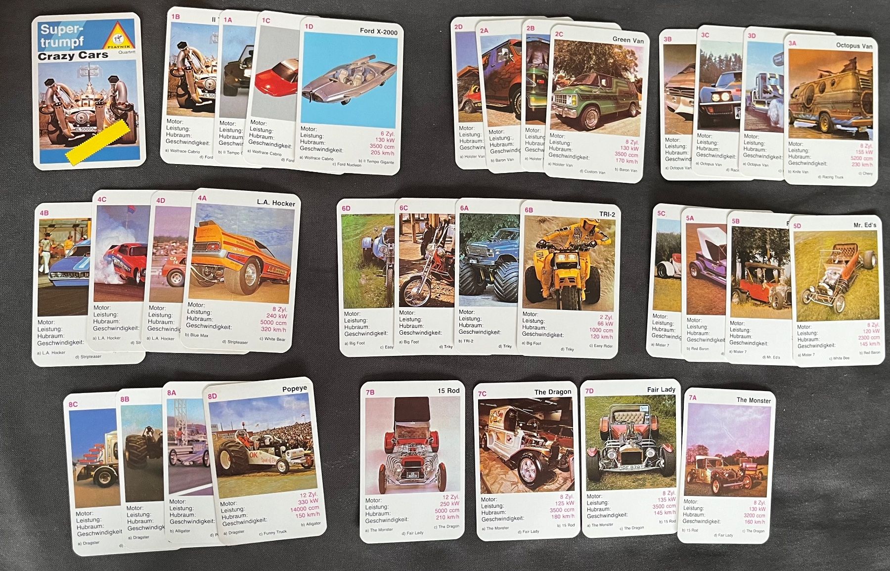Super-trumpf Crazy Cars PIATNIK Quartett/ 32 Karten (Gebraucht) in ...