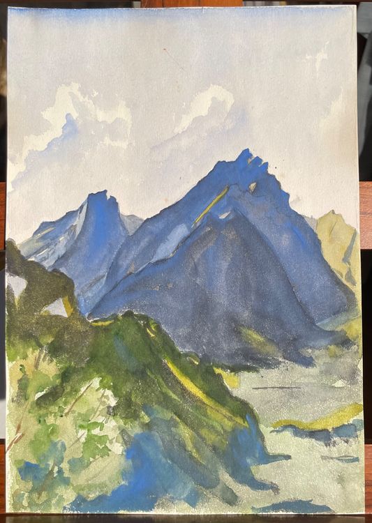 Aquarelle anonyme Montagnes bleues (Gebraucht) in Biel/Bienne für CHF 45 – mit Lieferung auf ...