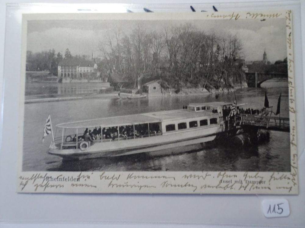 Alte Ansichtskarte Dampfer bei Insel Rheinfelden (Gebraucht) in ...