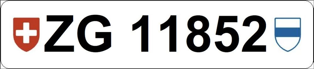 Zuger Autonummer Kennzeichen Kontrollschild Zug / ZG 11852 | Kaufen auf ...