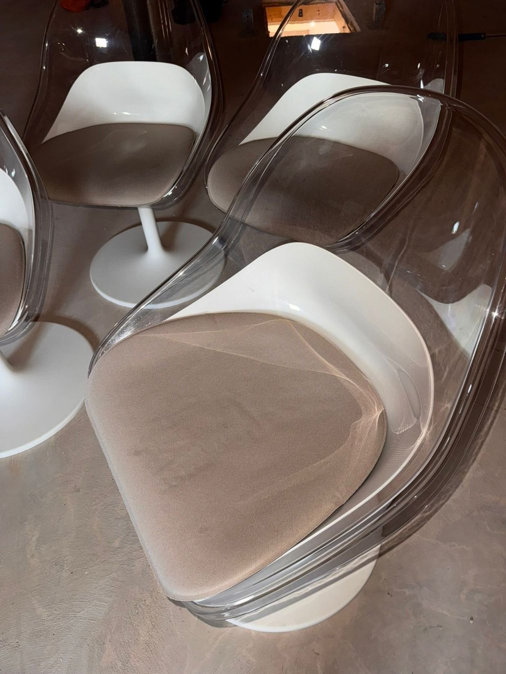 4× IKEA Design Drehstühle transparent / weiss mit Sitzkissen (Gebraucht ...