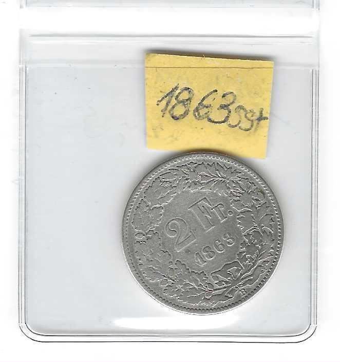 1863selte Fr. 2.- u.E. Qualität ss+/sitz.Helvetia/top Wappen (Neu (gemäss Beschreibung)) in ...