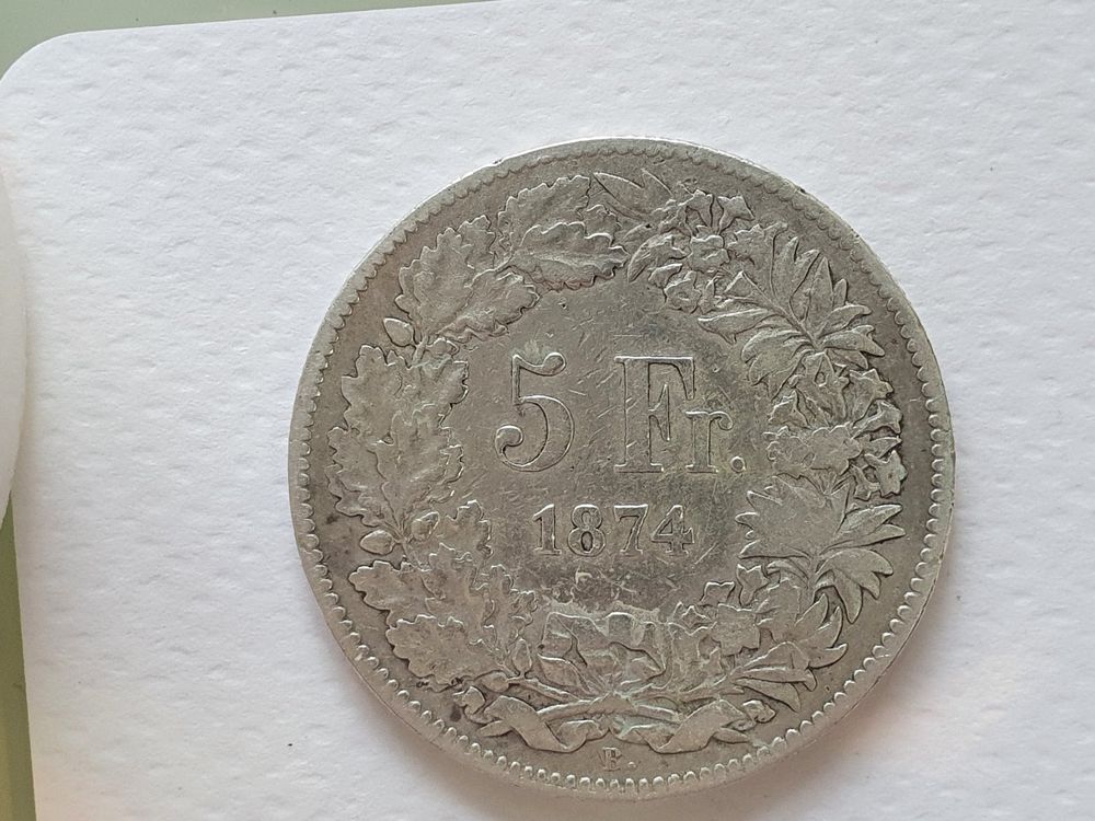 5 Franken 1874 B. - Silber ** (Gebraucht) in luzern für CHF 145 – mit Lieferung auf Ricardo kaufen